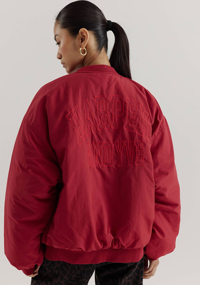 Nora bomber jacket | ruby red | Gaudi Den Haag