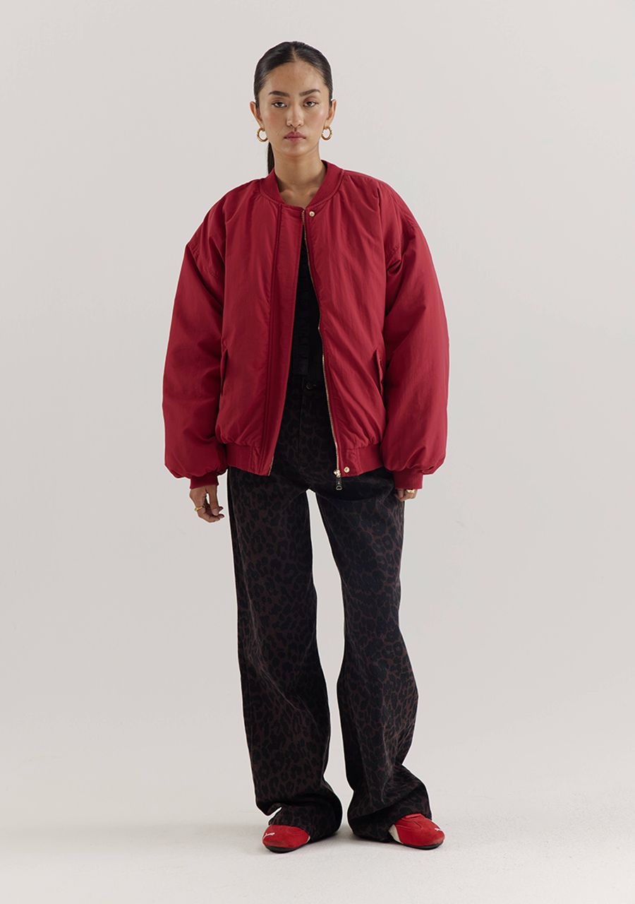 Nora bomber jacket | ruby red | Gaudi Den Haag