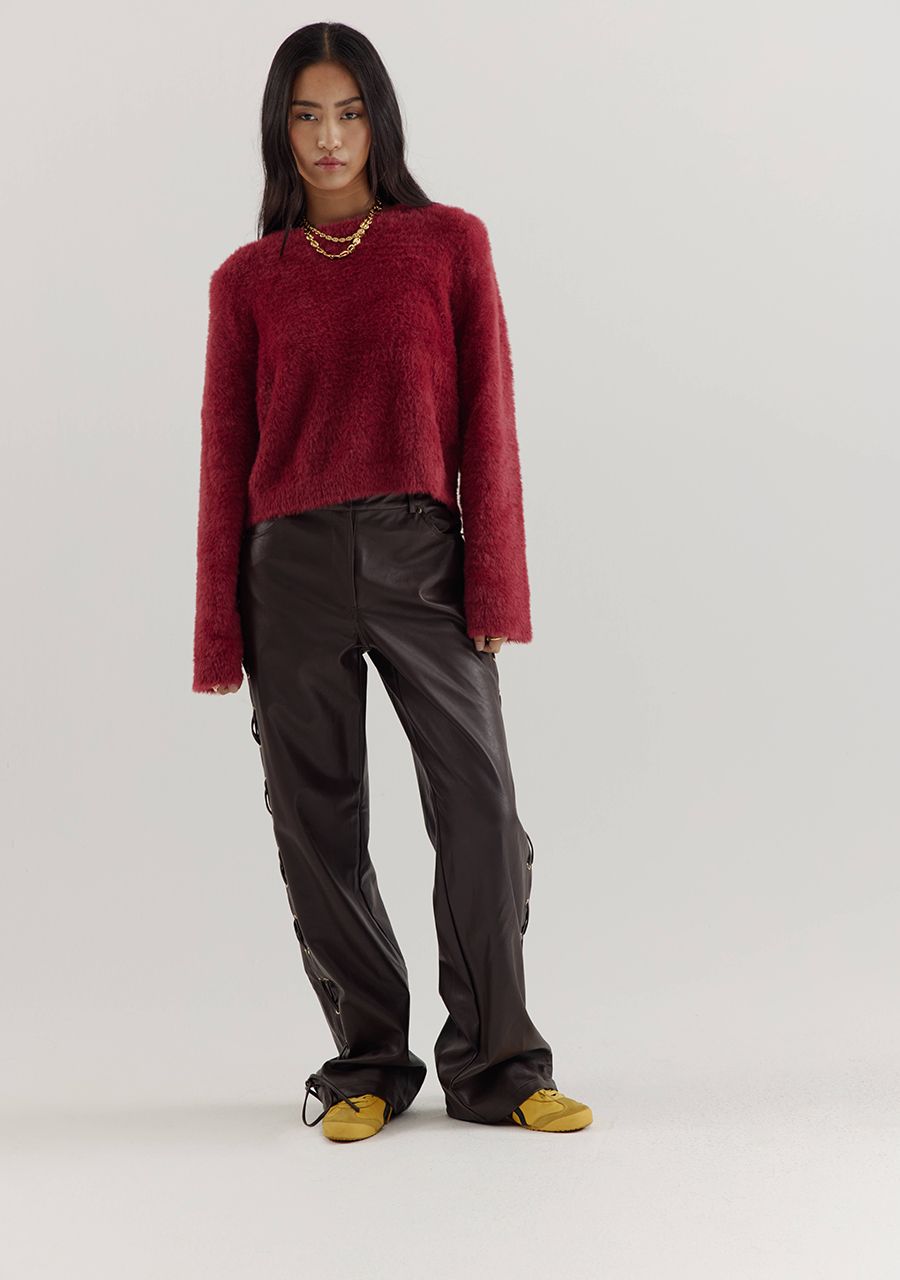 Nina fluffy sweater | Ruby red | Gaudi Den Haag